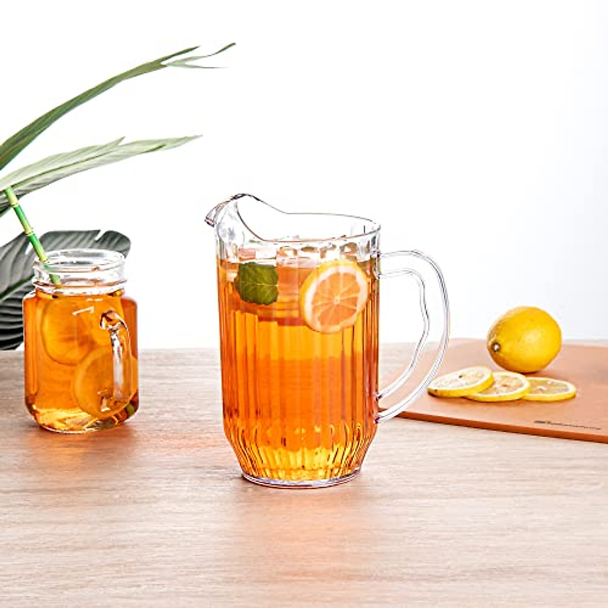 Restaurantware Base 47 Ounce Beer Pitcher, 1 Durable Restaurant Pitcher - Hard Plastic, Serve Soda, Lemonade, Juice, or Sangria, Clear Plastic Water Pitcher, For Bars, Parties, or Homes