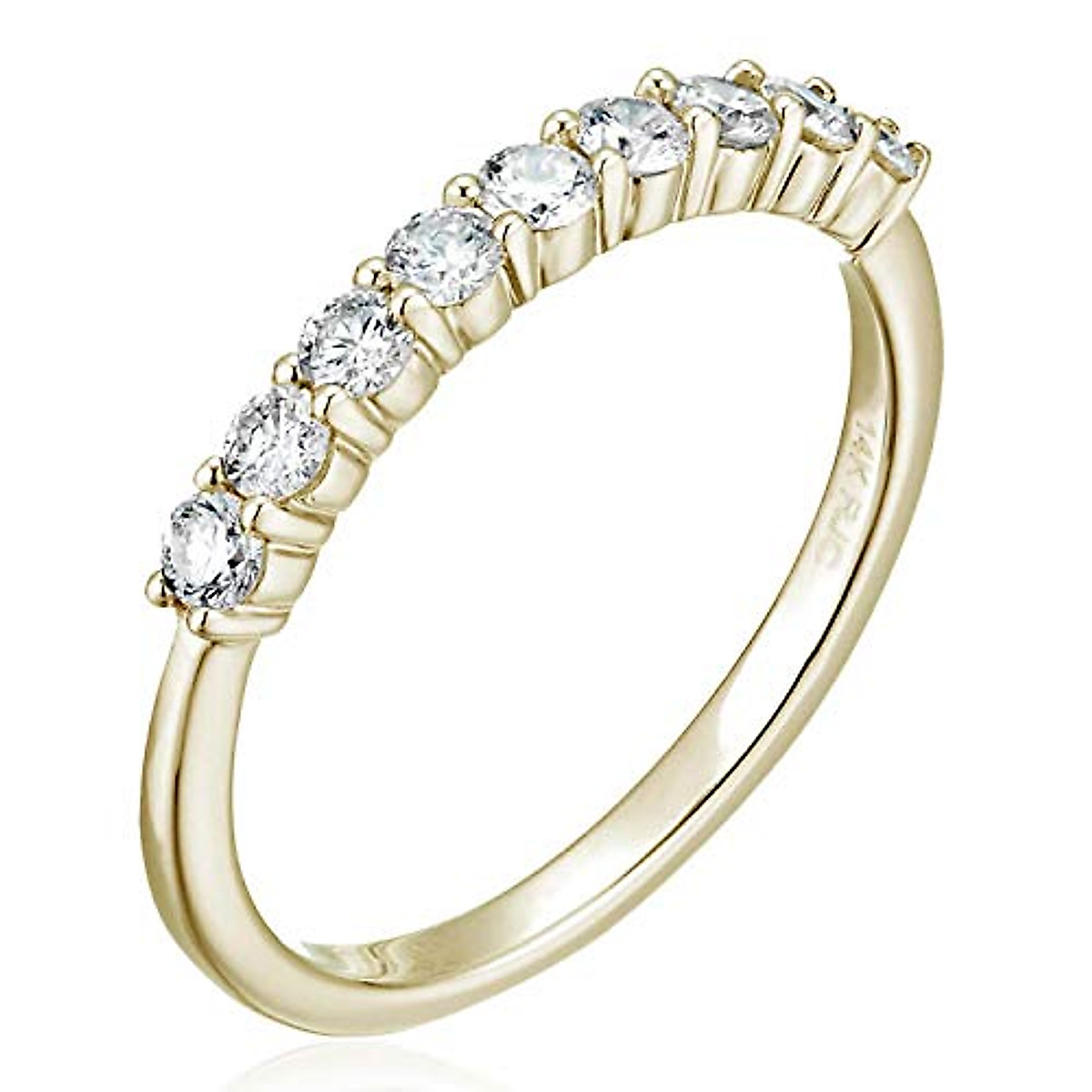 VIR JEWELS 1/2 carat (ctw) Diamond Wedding Anniversary Band for Women, Round Diamond Engagement Ring 14K Yellow Gold 9 Stones Prong Set 0.50 cttw, Size 4.5