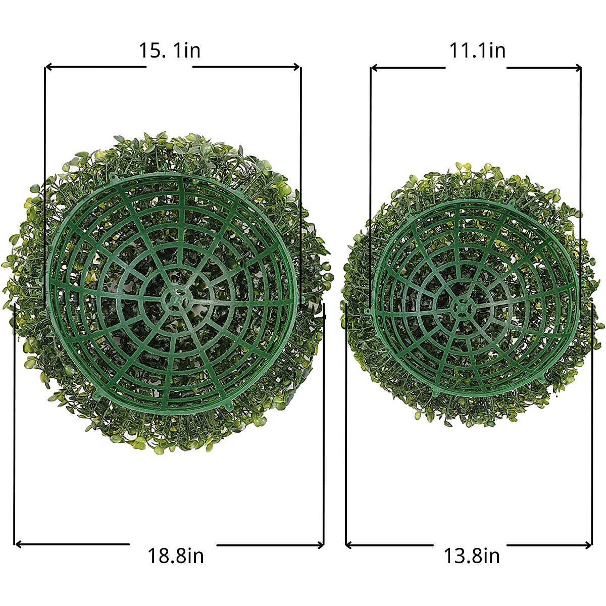 Coregreen Artificial Plant Topiary Ball 2 PCS 13.8Inch 4 Layers Faux Round Boxwood Decorative Balls for Backyard, Balcony, Garden, Wedding Party, Home Office Decor (13.8inch)