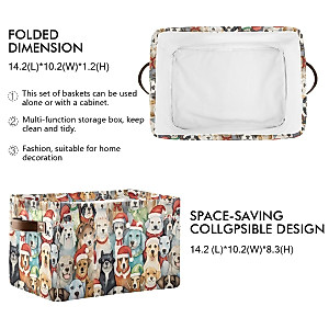 Storage Basket Christmas Dog Large Collapsible Storage Baskets Bins with Handles Cube Laundry Organizer for Nursery Home Office Pantry