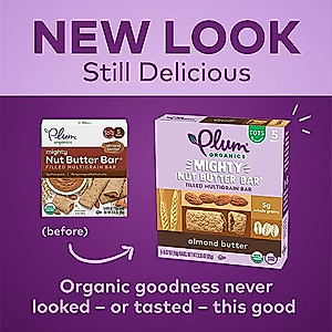 Plum Organics | Mighty Nut Butter Snack Bars | Organic Toddler & Kids Snacks | Almond Butter | 0.67 Ounce Bar (40 Total)