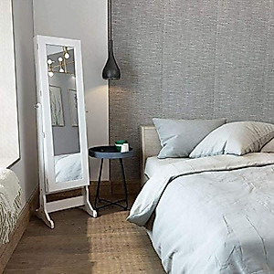 DECOMIL – Jewelry Armoire with Mirror | Jewelry Cabinet Standing, LED Lights and Full lengt Mirror | White