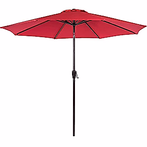 Sundale Outdoor 10FT Patio Umbrella Market Umbrella with Push Button Tilt, Polyester Table Umbrella for Patio, Garden, Deck, Backyard, Pool (Red)