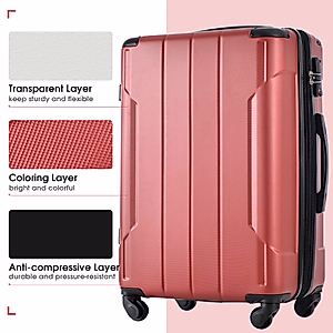 Merax 20 Inch Carry On Luggage with Wheels Aluminum Alloy Corner Hard Shell Suitcase TSA Luggage Suitcases for Travel Woman Men(Red)
