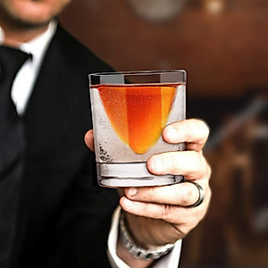 Kollea Gifts for Men Dad, Set of 2 Whiskey Wedge Glasses with Silicone Ice Mold, Old Fashioned 2 Whiskey Glasses with Ice Form, Whiskey Lovers for Valentine's Day, Birthday, Anniversary - 9 Oz