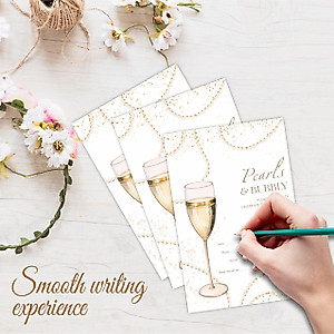 YKYENR Bridal Shower Invitations - Pearls & Bubbly - 4 x 6 Inches Invites (25 Cards & Envelopes) For Wedding Showers, Newlyweds Parties And Receptions - A08
