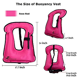 OMOUBOI Snorkel Vest for Adults Swim Vests Inflatable Snorkeling Jackets for Diving, Snorkeling, Swimming Safety (Suitable for 100-220 lbs) (Rose Red)