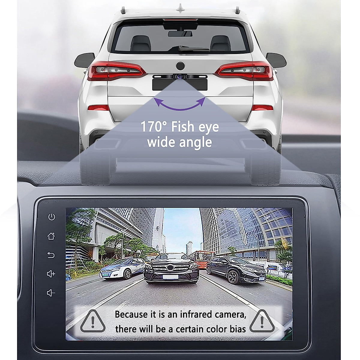 Backup Camera for Car with 8 LED - [HD Night Vision] [IP67 Waterproof] License Plate Camera for Safe Reverse - 170° Wide Angle Rear View Camera Fits Car Truck SUV