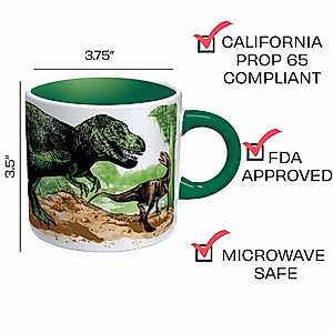 The Unemployed Philosophers Guild Disappearing Dino Mug - Heat Sensitive Color Changing Coffee Mug - Add Hot Liquid and Watch Dinosaurs Turn to Fossils