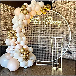 White Gold Arch Garland Kit - 124Pcs Chrome Gold White and Double Skin with White Balloons for Wedding Birthday Baby Shower Graduation Anniversary Bachelorette Party Background Decorations