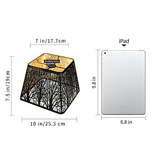 Medium Square Lamp Shades, ALUCSET Metal Lampshade with Pattern of Trees for Table Lamp and Floor Light, 7 x 10 x 7.5 Inch, Pattern of Trees (Black/Gold)