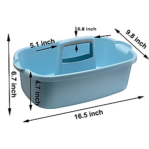 ANNIYA Cleaning Supplies Organizer, Large Cleaning Supply Caddy with Handle, Portable Cleaning Tool Storage Tote for Dorm, Bath, Pantry (Blue)