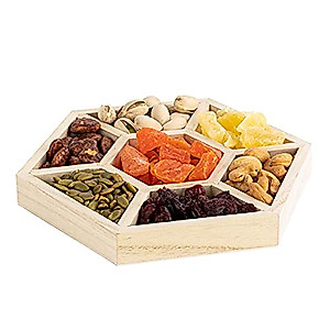 Hammont Hexagon Sectional Wooden Trays - 3 Pack - 8.5”x8.5”x1” - Eco Friendly Decorative Wooden Tray for Dry Fruits & Candies | Organic Wooden Tray for Gift & Home Décor