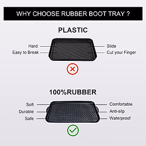 Matace 100 Percent Rubber Boot Tray for Entryway - Water Resistant Shoe Trays- Natural Rubber Mats for Shoes, Boots, Pets - Indoor and Outdoor Use, 27.95"x 15.74", Black