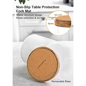 Nucookery 360° Rotating Utensil Holder, 7.2" Large Utensil Crock, White Ceramic Cooking Utensil Organizer with Countertop-Protection Cork Bottom for Farmhouse Kitchen Decor Gift (White)