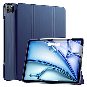 Soke for iPad Air 13 Inch Case (M2) 2024,iPad Pro 12.9 Case 2022 2021(6th 5th Generation) - [Slim Trifold Stand + Auto Wake/Sleep],Protective Hard PC Back Cover for iPad Air 13 inch (Navy)