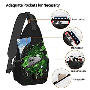 Gelxicu Cute St. Patrick's Day Sling Backpack Fashion Shamrock Crossbody Shoulder Bag Travel Hiking Chest Bag Daypack