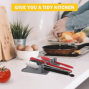 NileHome Silicone Spoon Rest for Kitchen Counter with 6 Slots - Spoon Holder with Drip Pad Heat-Resistant BPA-Free Kitchen Utensil Holder Multiple Spoon Holder for Stove Top Kitchen Utensil Rest