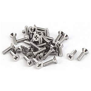 uxcell M4x14mm 316 Stainless Steel Flat Head Phillips Machine Screws Silver Tone 40 Pcs