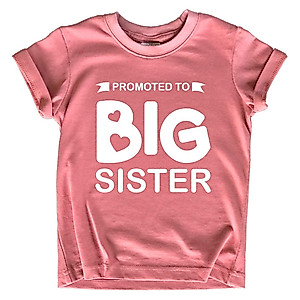 Promoted to Big Sister Shirt for Little Girls Toddler Baby Announcement Outfits (US, Age, 2 Years, Mauve)