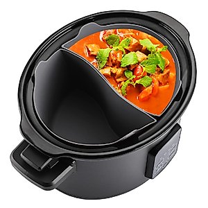 Essbhach Slow Cooker Divider Liners Fit 6 QT, Silicone Slow Cooker Liners, Reusable & Dishwasher Safe & Leakproof Slow Cooker Liner Inserts 2 Pack (Grey)