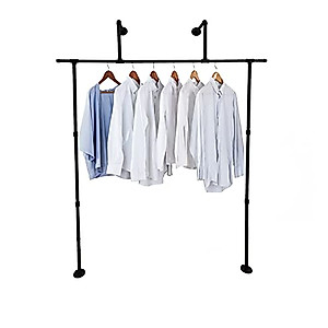 Lengfkus Industrial Pipe Clothing Rack Wall Mounted,Retail Display Clothes Hanging Rod Bar,Heavy Duty Garment Rack,Vintage Commercial Grade Clothing Hanging Rack Organizer