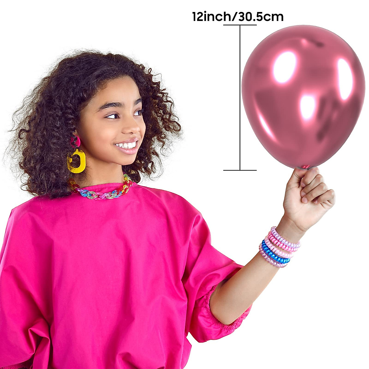 OWill 100pcs Balloons Metallic Pink 12 Inches Pink Latex Balloons,Light Pink and Deep Pink Balloons for Birthday Baby Shower Wedding Party Supplies Arch Garland Decoration