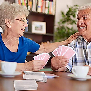 12 Pieces Playing Card Deck Boxes Empty Plastic Storage Box Card Holder Organizer Clear Card Case, Snaps Closed (Clear)