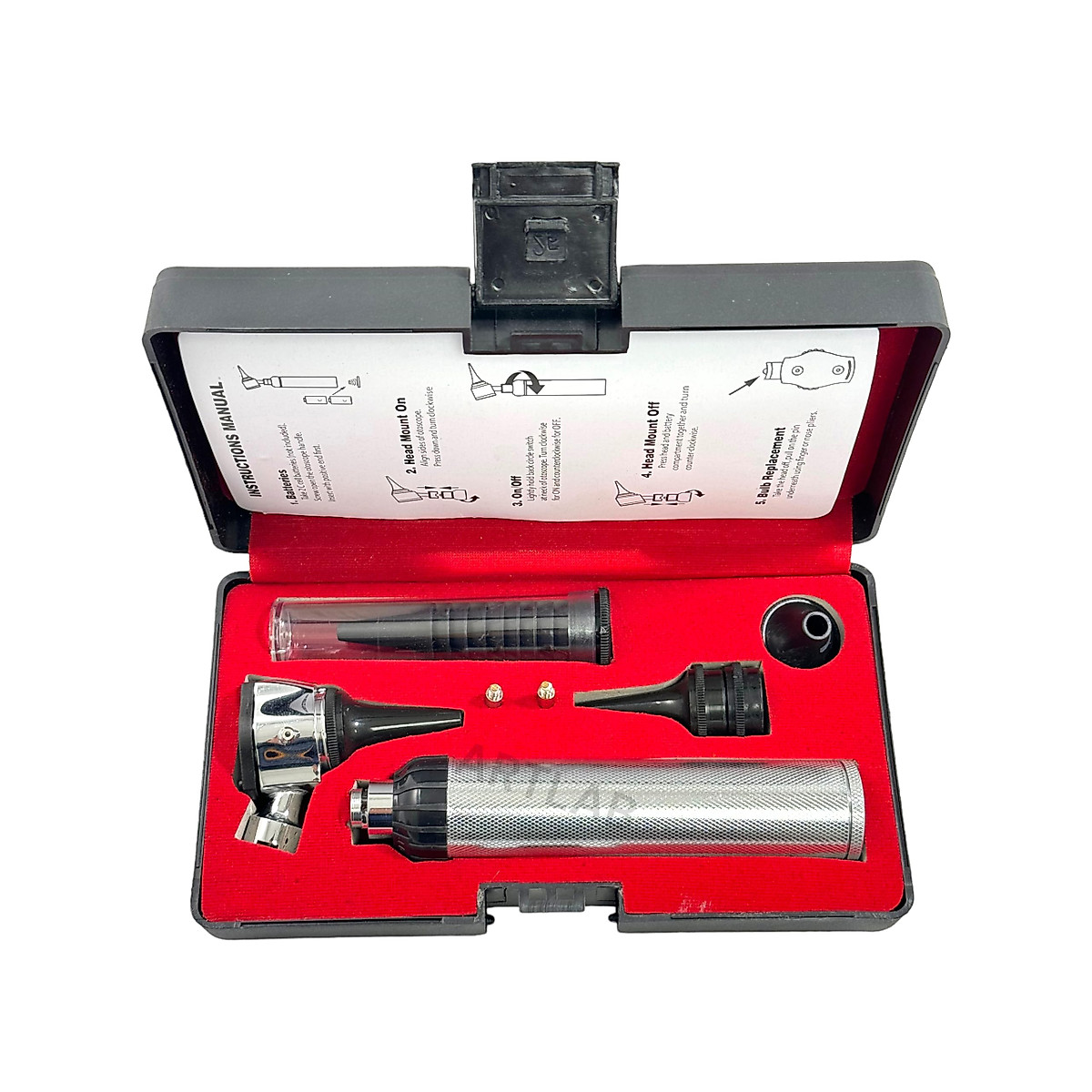 New SYNAMED USA 3.2V Otoscope Set Includes Set of Disposable Specula Adaptor and 3 Sizes of reuseable Specula Plus Hard CaseCase + 2FREE Bulb (CYNAMED Brand