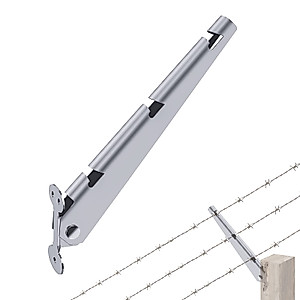Hwedra Barbed Wire Arm for Flat or Surface Mount, Hot-Dip Galvanized Steel Barb Wire Arm Extender for PVC and Wood Fences, Barbed Wire Fence Extensions, All Bolts&Spanner Included 7Pcs…
