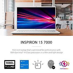Dell Inspiron 15 Plus 7501 Laptop, 15.6" FHD LED Backlit Touchscreen, Intel i5-10300H, 8GB DDR4 RAM, 256GB PCIe SSD, Webcam, Backlit Keyboard, Fingerprint Reader, WiFi 6, Bluetooth, Win 10 Home