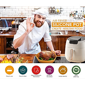 Air Fryer Silicone Pot,8.5'' Air Fryer Silicone Liners, Easy To Clean Reusable Air Fryer Accessories, Heat Resistant Air Fryer Basket, Replacement of Parchment Liner Paper Fits (Grey)