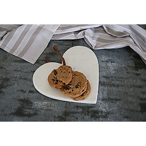 Foreside Home & Garden White Marble Heart Shaped Kitchen Serving Cutting Board, 8 x 9 x 0.5