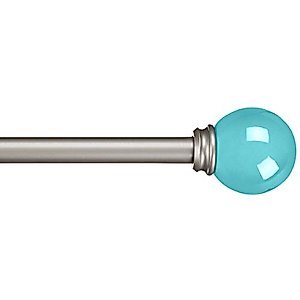 Amazon Basics Decorative 5/8" Curtain Rod with Round Finials, 48"-86", Turquoise Blue