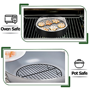 TeamFar Cooling Rack, 9inch Round Baking Wire Rack with Stainless Steel Core & Nonstick Coating, for Roasting Grilling Steaming, Non Toxic & Sturdy, Oven Safe & Anti-melt, Easy Clean – Set of 2