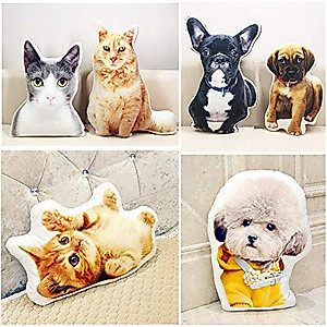 Custom Dog Cat Pillow Personalized Pet Photo Molding 3D Shaped Pillow, Duplex Printing Shaped Pillow Creative Gifts 20''