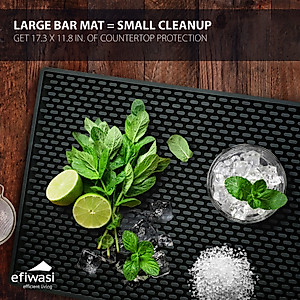 Silicone Drying Mat for Home Bar – Black, Multiuse Cup & Dish Drying Mat Holds 15 Oz. of Spilled Liquid – Large 17.3 x 11.8 In. Silicone Dish Drying Mat – Top Coffee Bar Accessories & More by Efiwasi