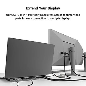 Belkin USB C Hub, 11-in-1 Multi-Port Laptop Dock with 4K HDMI, DP, VGA, USB C Docking Station with 100W Power Delivery, USB A, Gigabit Ethernet, SD, MicroSD, 3.5mm Port For MacBook Pro, Air and More
