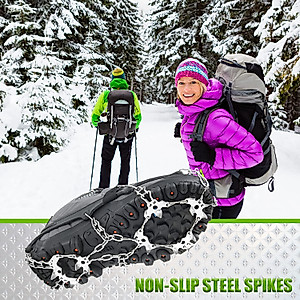 Crampons for Hiking Boots - Men and Women - 19 Non-Slip Spikes for Hiking - Hiking Spikes for Boots and Shoes - Best for Snow and Ice - Fits Size 7-10 Crampon Traction