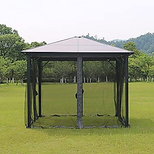 Sunshine Outdoor Gazebo Replacement Mosquito Netting Screen 4-Panels, Universal Netting Side Walls for Patio, Garden, Yard (Net Only)(10' x 10', Dark Grey)