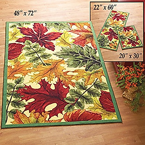 Collections Etc Colorful Autumn Leaves Rug, Skid Resistant, 48" X 72"