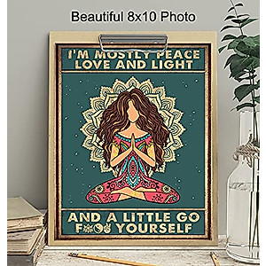 I'm mostly Peace Love and Light - Boho Art - Zen Meditation Room Decor - New Age Yoga Gifts for Women - Inspirational Hippie Wall Art Decorations - Spiritual Motivational Bohemian Funny Quotes Poster