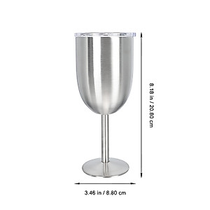 Angoily Insulated Wine Glasses with Lid Stainless Steel Wine Tumbler with Stem, 10 oz Unbreakable Goblets Stemmed Wine Glasses for Champaign, Cocktail, Home Bar and Nightclub (Silver)