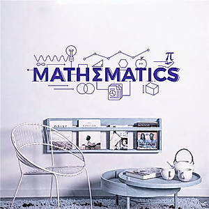 Children Room Mathematics Sign Wall Stickers Math Education Vinyl Decals School Classroom Decoration Motivational Poster Wall Murals HQ951 (Blue)