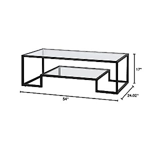 Henn&Hart 54" Wide Rectangular Coffee Table in Blackened Bronze, Modern coffee tables for living room, studio apartment essentials