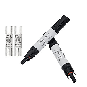 ELFCULB 20A Solar Fuse Connector 1000V IP68 Waterproof, for Solar System and Inverter in Photovoltaic System, Contains 4 fuses + 2 Solar Fuse Holders