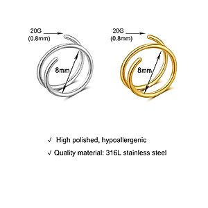 Double Hoop Earrings for Single Piercing，Fake Piercing Silver Double Earring, Handmade Cartilage Piercing, Twist Double Hoop Huggie Earrings, Wrap Earrings Spiral Earrings for Women