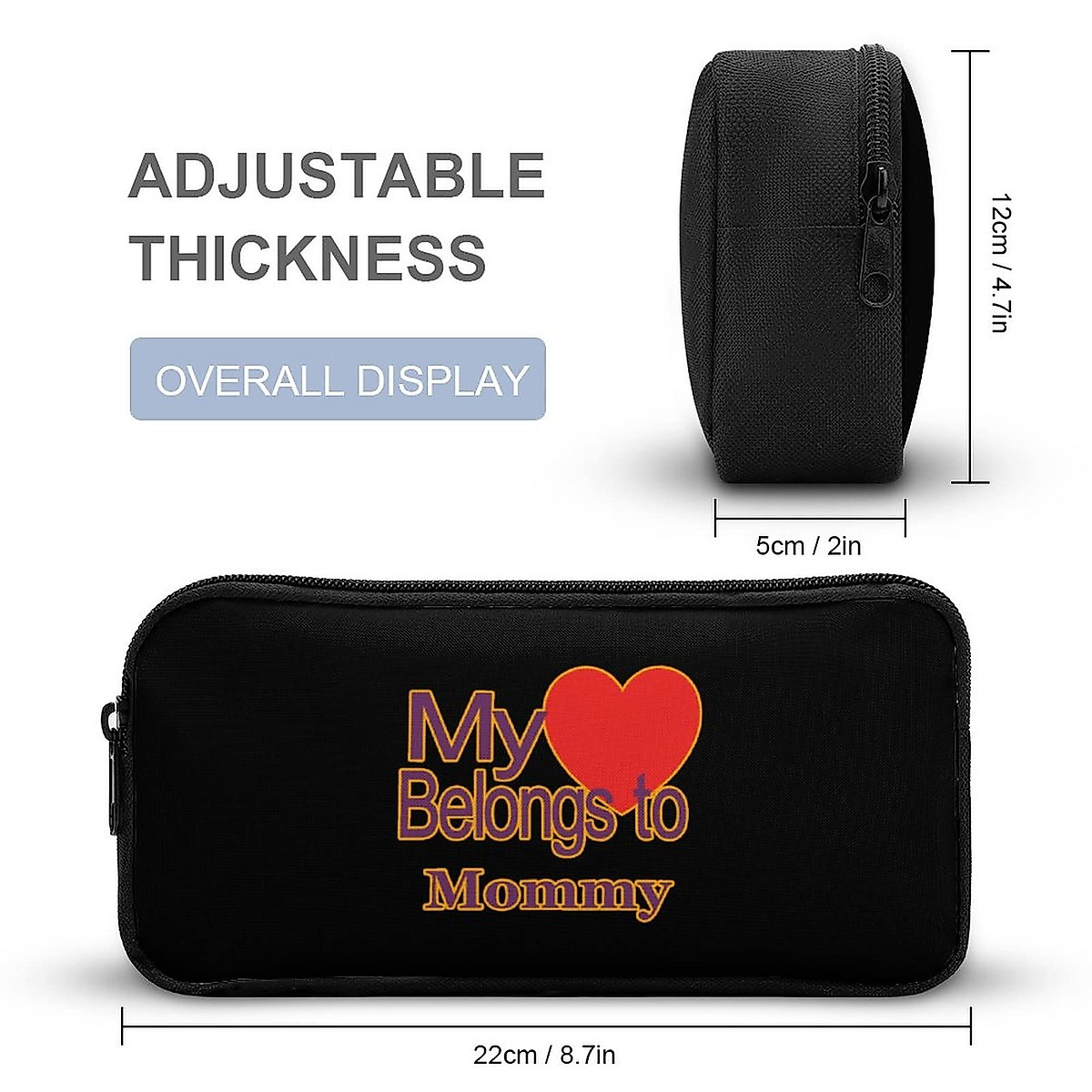 My Heart Belongs to Mommy Pencil Case Pencil Pouch Coin Pouch Cosmetic Bag Office Stationery Organizer