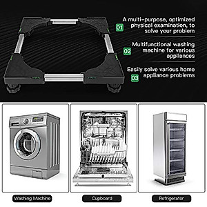 I'SMARTMOON Mini-Fridge-Stand 4 Strong Feet，Adjustable Dolly Washing Machine Stand Base，for Furniture Portable Refrigerator Dryer Stand Black…