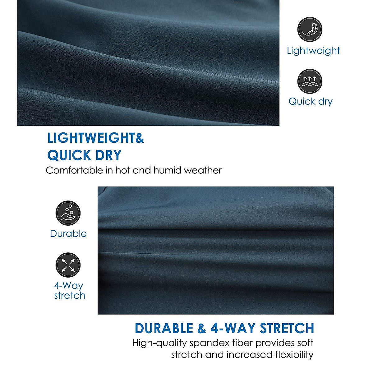 Surenow Men's Workout Running Shorts Quick Dry Athletic Shorts 5" Lightweight Active Gym Shorts with Zipper Pockets Navy Blue